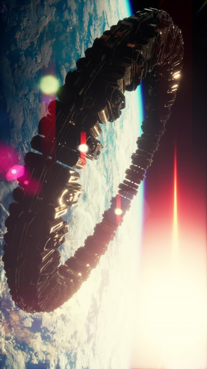 A spaceship in orbit around earth Premium Stock Video Footage