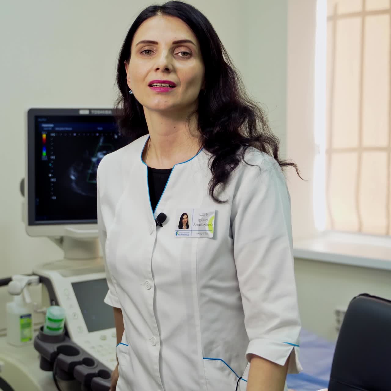 Doctor analysis the research on monitor. Medical specialist talking on ...