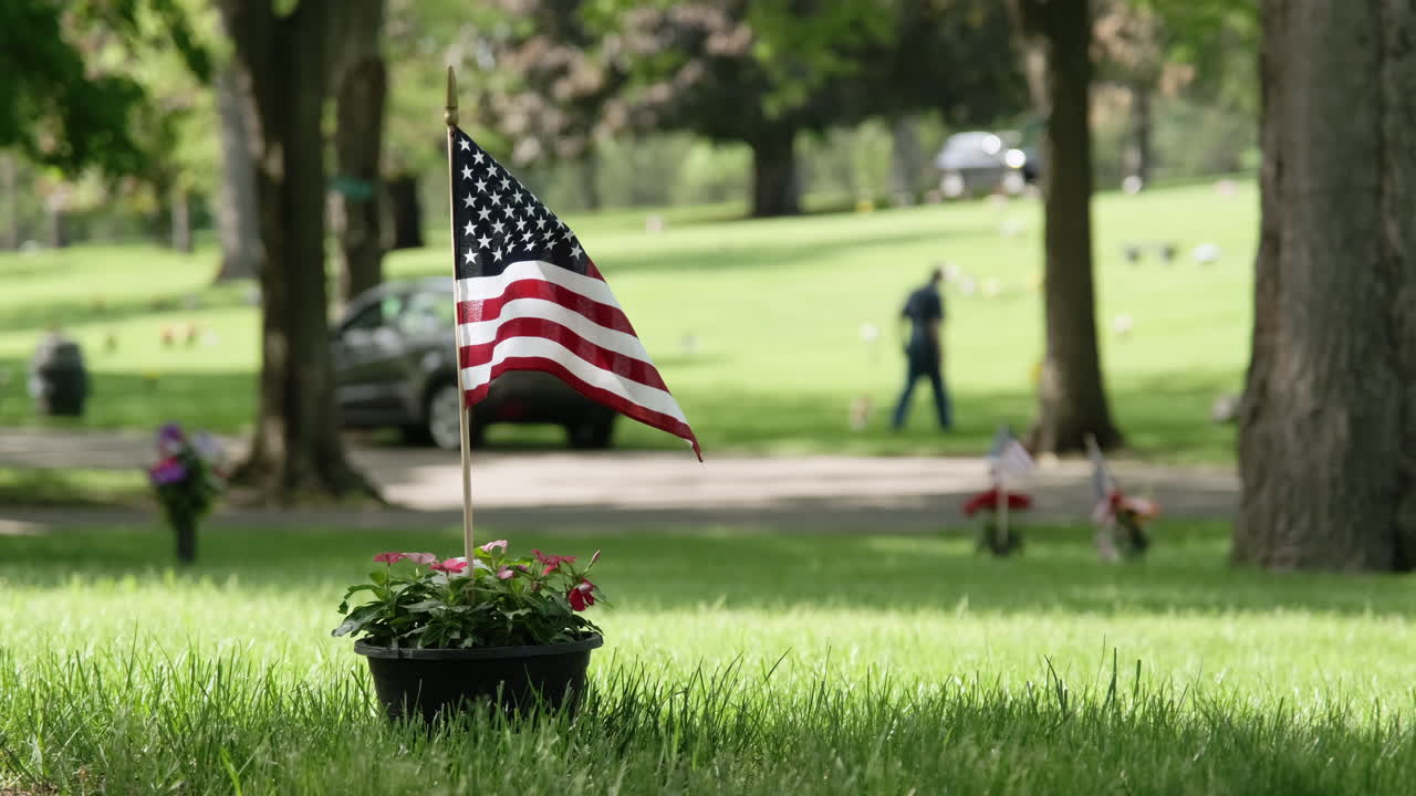 Small Us Flag In Cemetery Free Stock Video Footage Download Clips