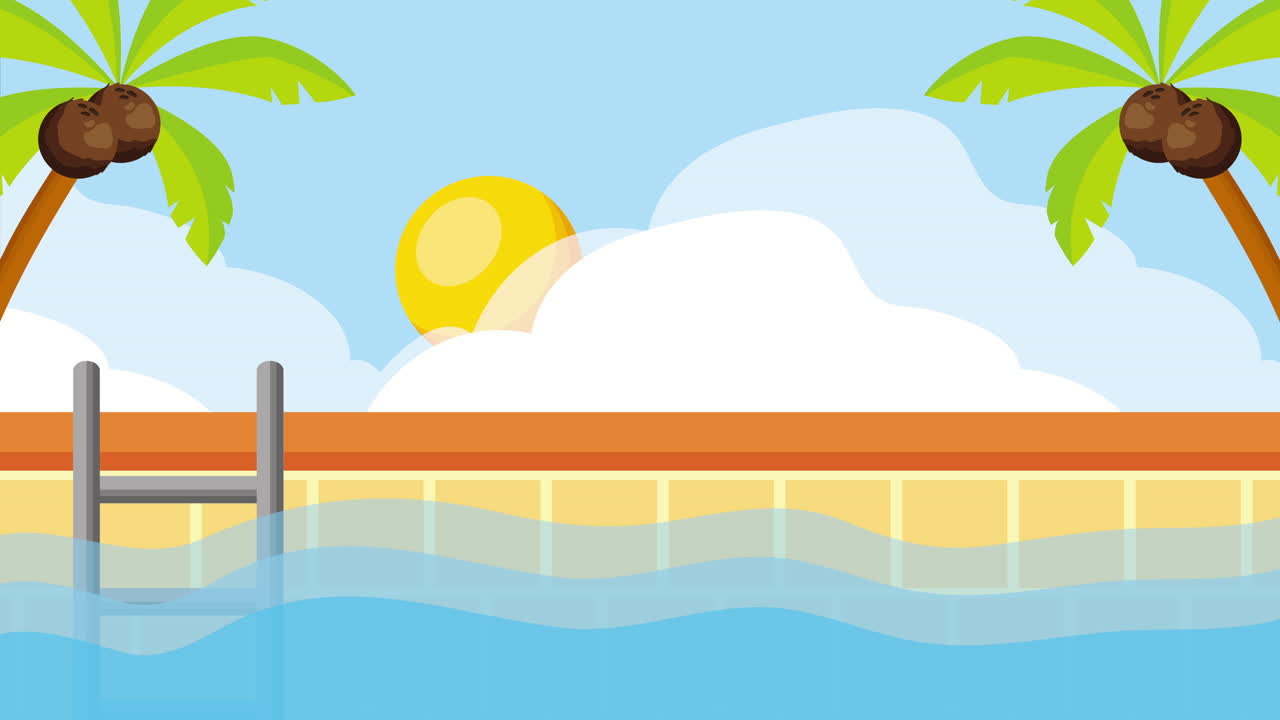 Pool day vacations animations | Premium Stock Video Footage