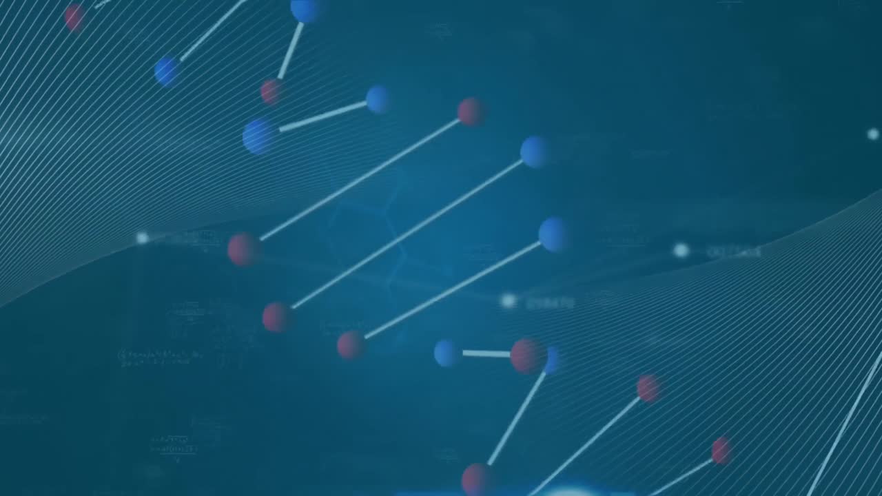 Animation of dna strand spinning over connections and numbers | Premium ...