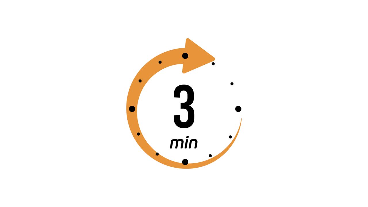 3 minutes timer symbol color style isolated on white background. 3 min ...