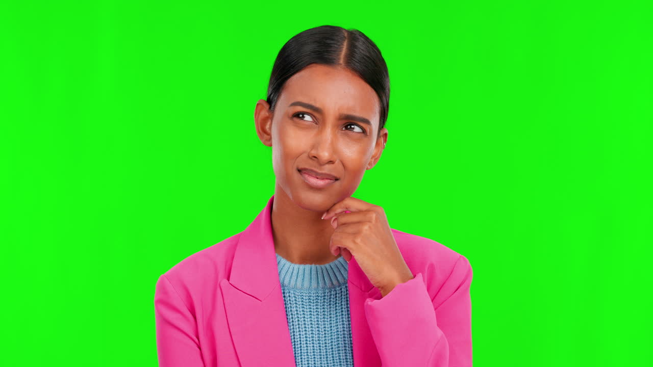Confused, Face And Thinking By Woman In Green Free Stock Video Footage ...