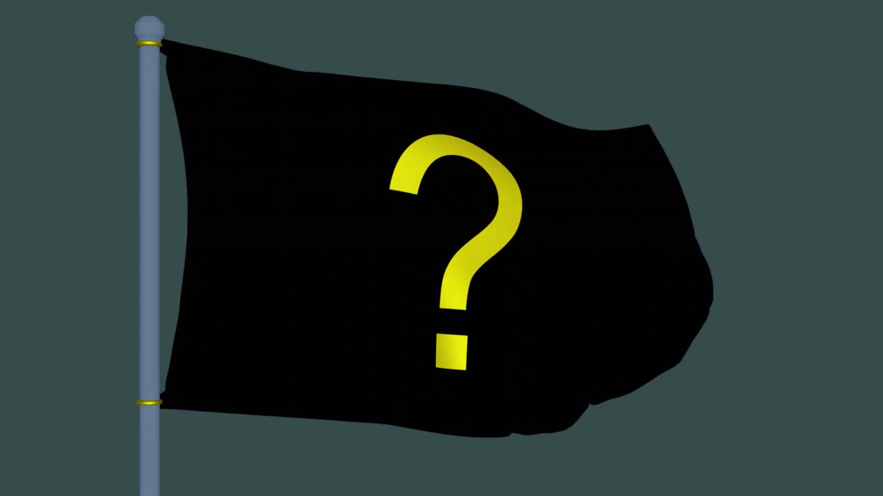 Question mark flag animation Premium Stock Video Footage