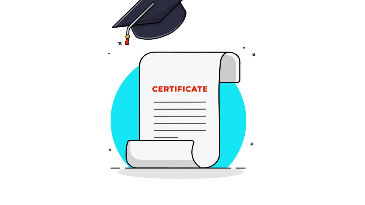 Animated Graduation Certificate and Cap | Premium Stock Video Footage