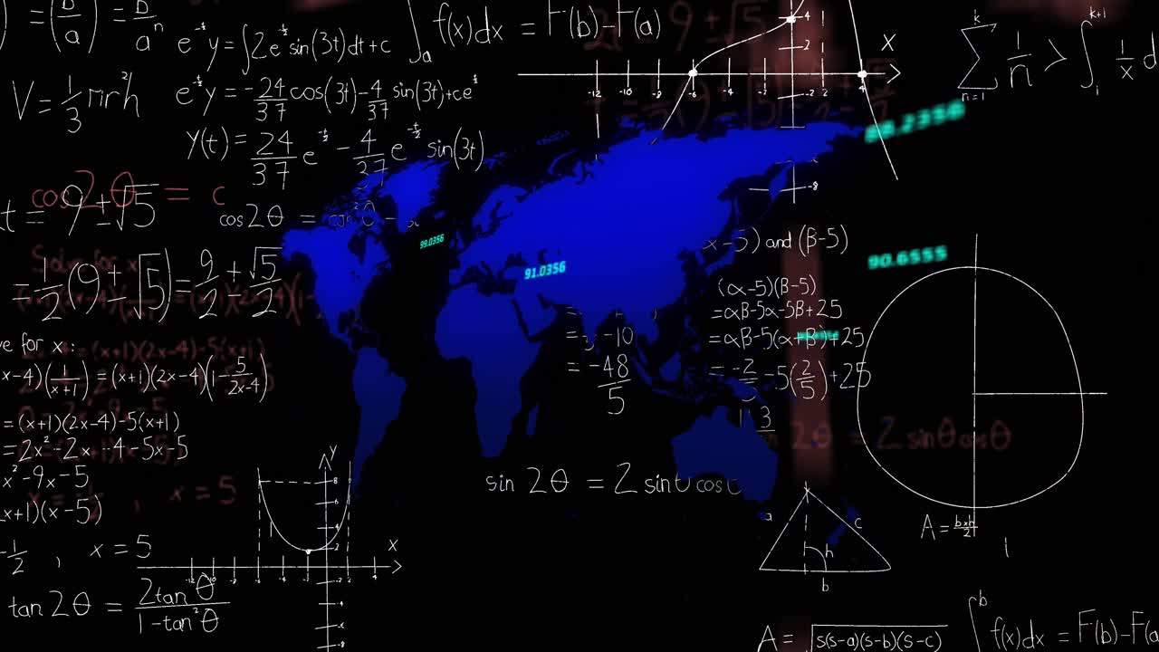 Premium stock video - Animation of mathematical equations over world ...