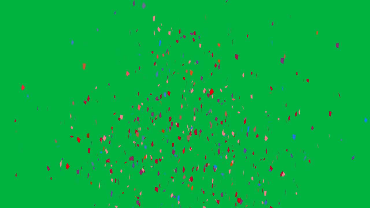 Premium stock video - Animation of multi coloured confetti falling against green background