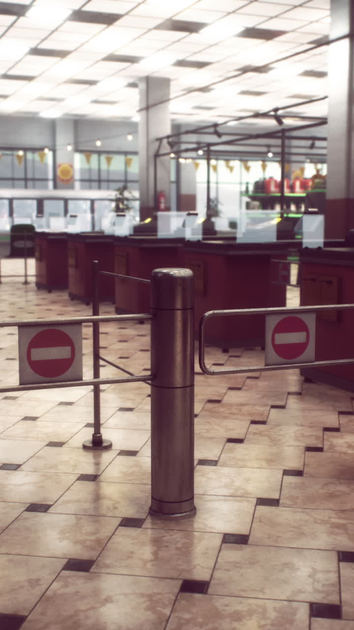 Empty Supermarket Checkout Line | Premium Stock Video Footage