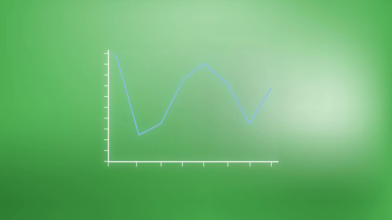 Premium stock video - Animation of statistical data processing against green gradient background