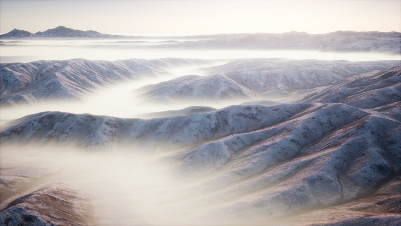 Free stock video - Mountain landscape with deep fog at morning