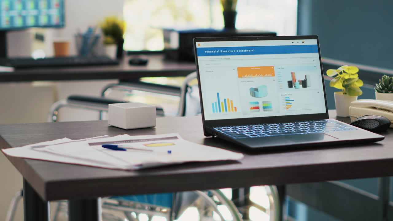 Premium stock video - Company workspace with nobody in and business ...