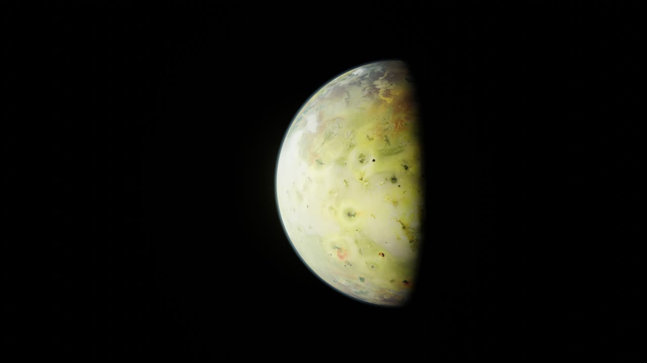 3D Animation Of Io, Jupiter's Moon In Pitch Black Space Free Stock ...