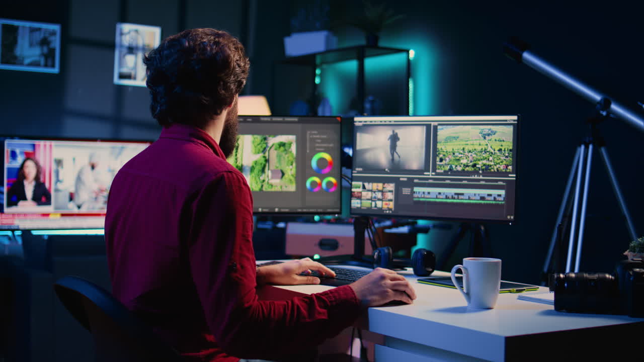Premium stock video - Video editor using experience with special ...