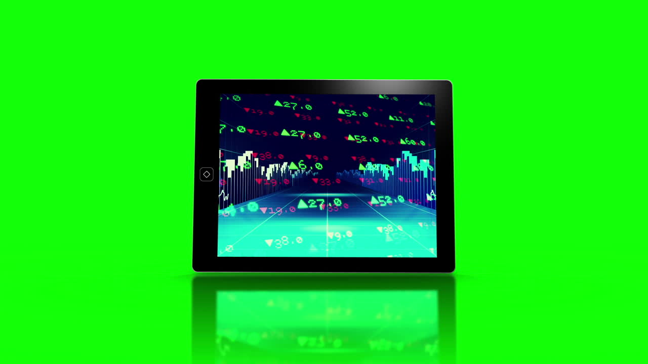 Premium stock video - Media device screens showing stocks and shares