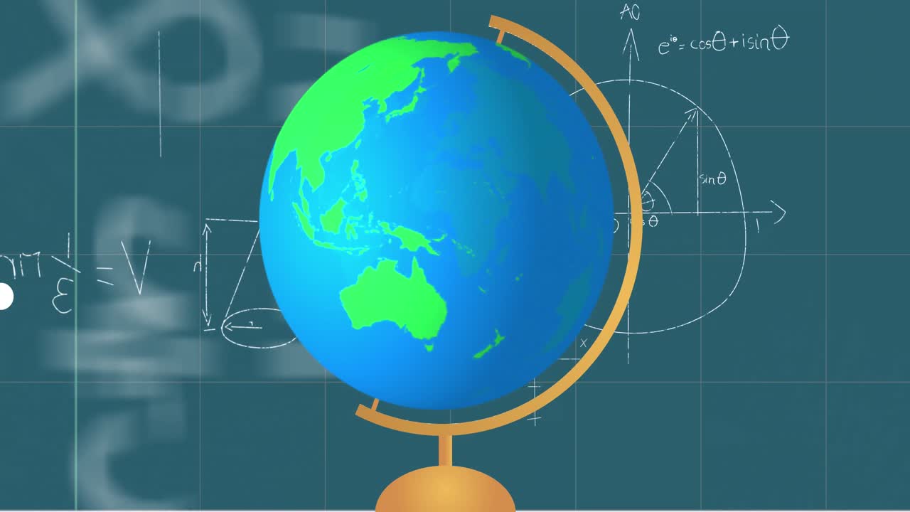 Premium stock video - Animation of globe model icon and mathematical ...