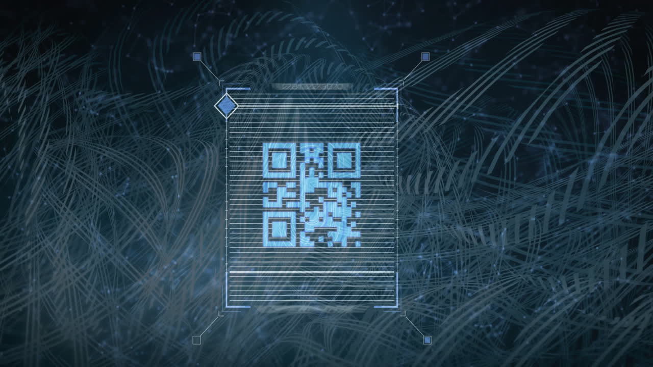 scanning qr code animation over abstract digital lines background | freepik