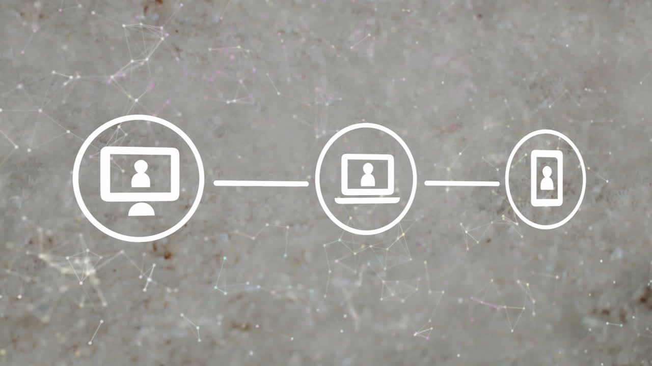 Premium stock video - Animation of media icons over network of connections Premium stock video - Animation of media icons over network of connections