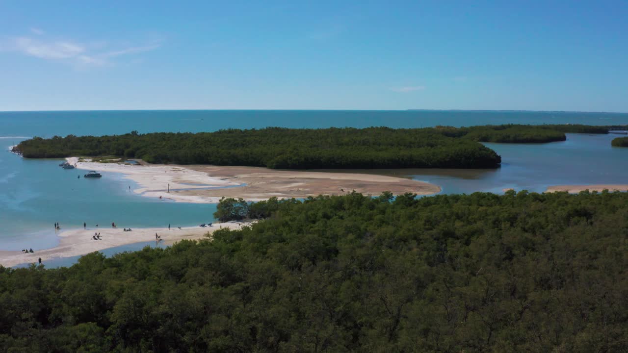 Aerial 4K UHD drone of an official Dog Beach in the Everglades region ...