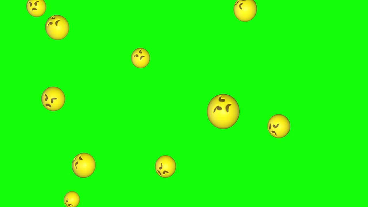 Green screen angry emojis falling Premium Stock Video Footage