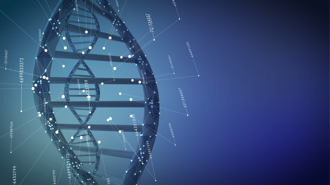 4k loop dna blue background with animated data Premium Stock Video Footage