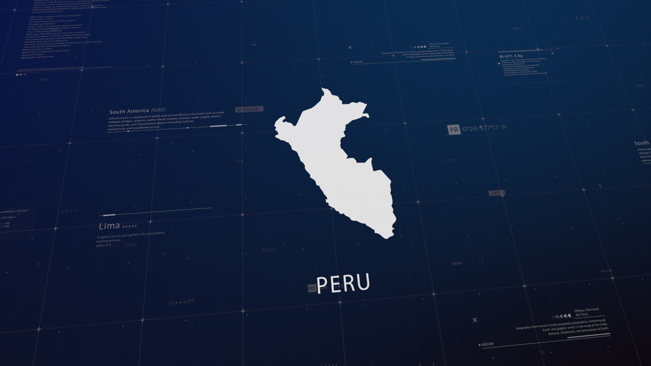 Peru country map comes to life with cinematic panning, unveiling key ...