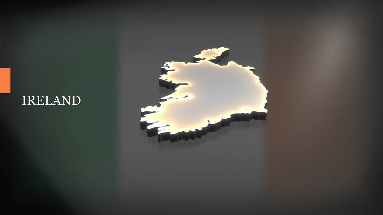 3D animated Map of the Republic of Ireland | Premium Stock Video Footage