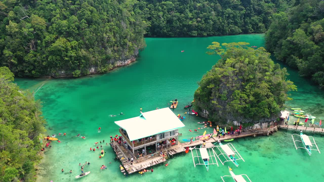 Aerial View of Kayaking Marina in Sugba Lagoon, Siargao Island ...