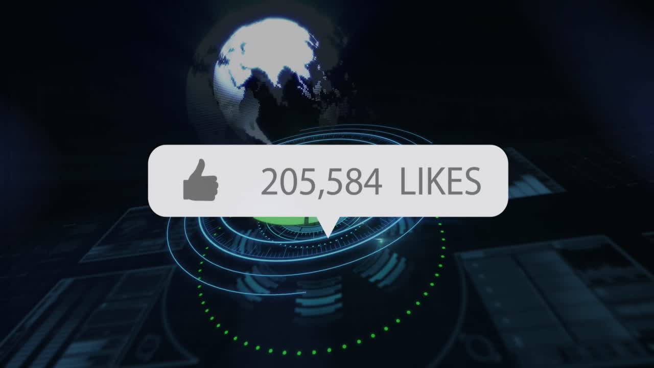 Speech Bubble With Thumbs Up Icon And Likes Text And Increasing Numbers Against Scope Scanning ...