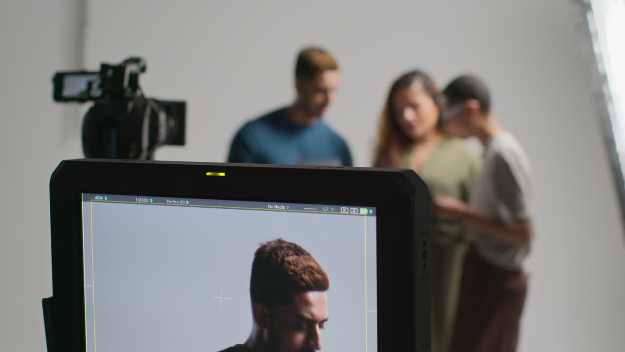 Free stock video - A man is talking on a camera set