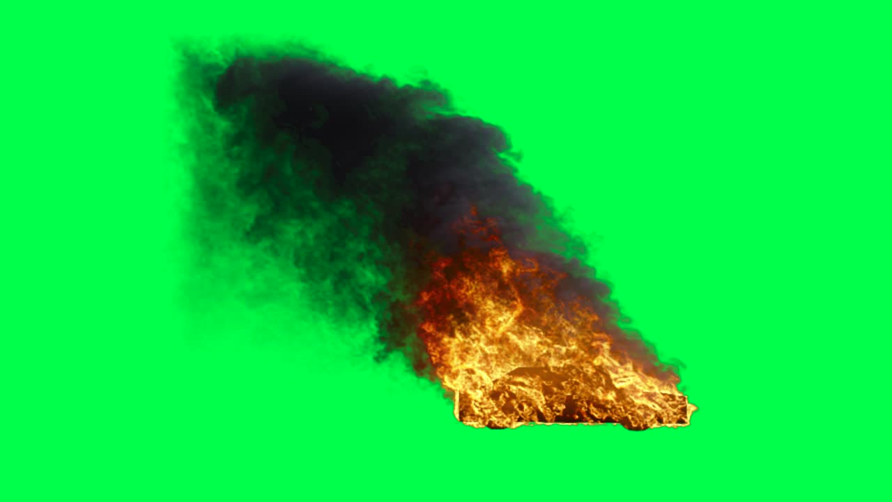 Fire and smoke on green screen | Premium Stock Video Footage