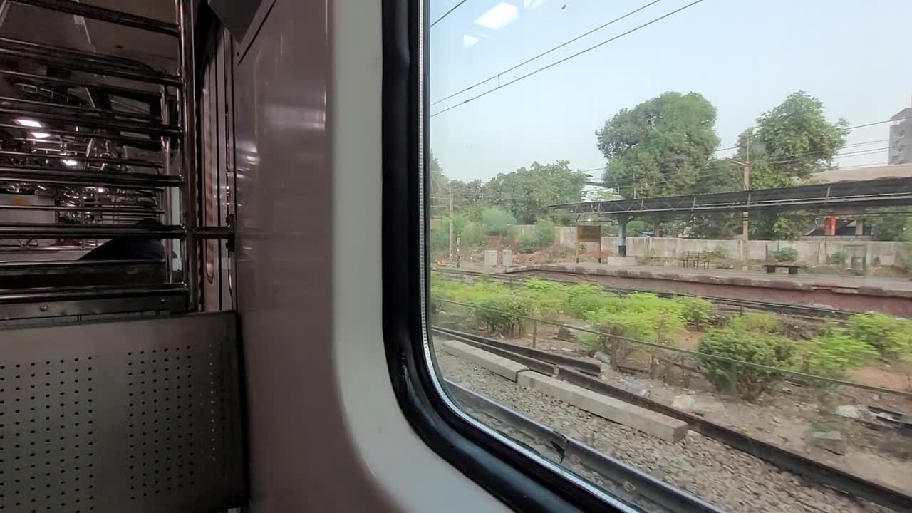 Mumbai AC Railway Local Crossing Dombivali Railway Station Free Stock Video Footage Download Clips