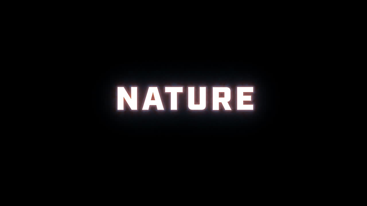 Premium stock video - 4k text reveal of the word "nature" on a black ...