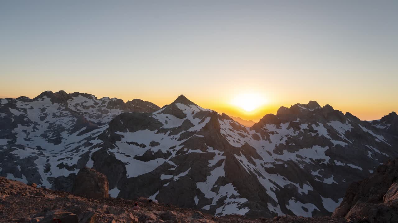 Golden sunset at the alpine mountains of picos de europa from the ...