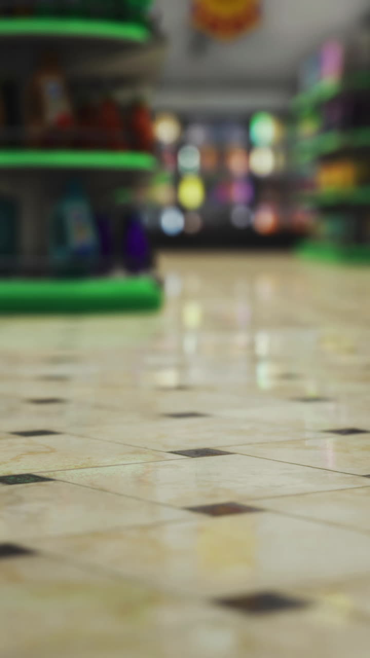 A store aisle with shelves full of products Premium Stock Video Footage