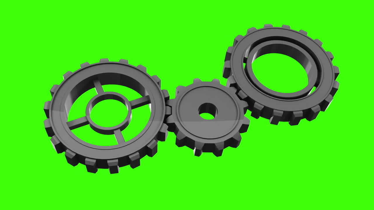 Premium stock video - Cogs and wheels turning on green screen