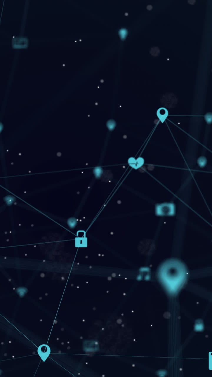 Premium stock video - Animation of network of connection and icons over ...