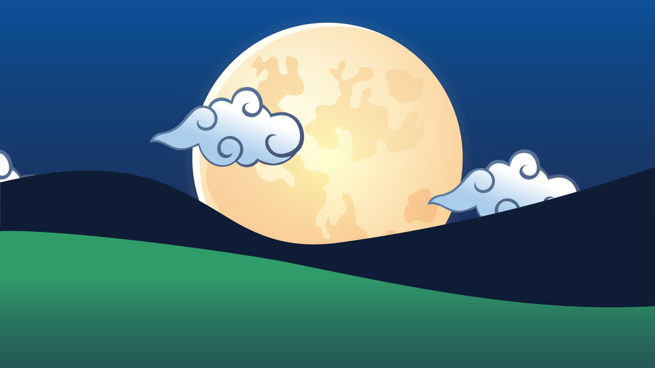 Fullmoon and clouds night scene animation | Premium Stock Video Footage