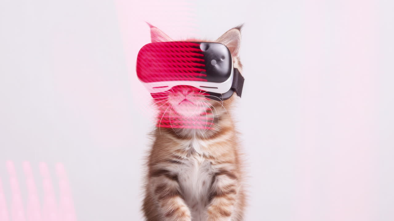 Premium stock video - Ai cats wearing headphones and sunglasses and vr ...