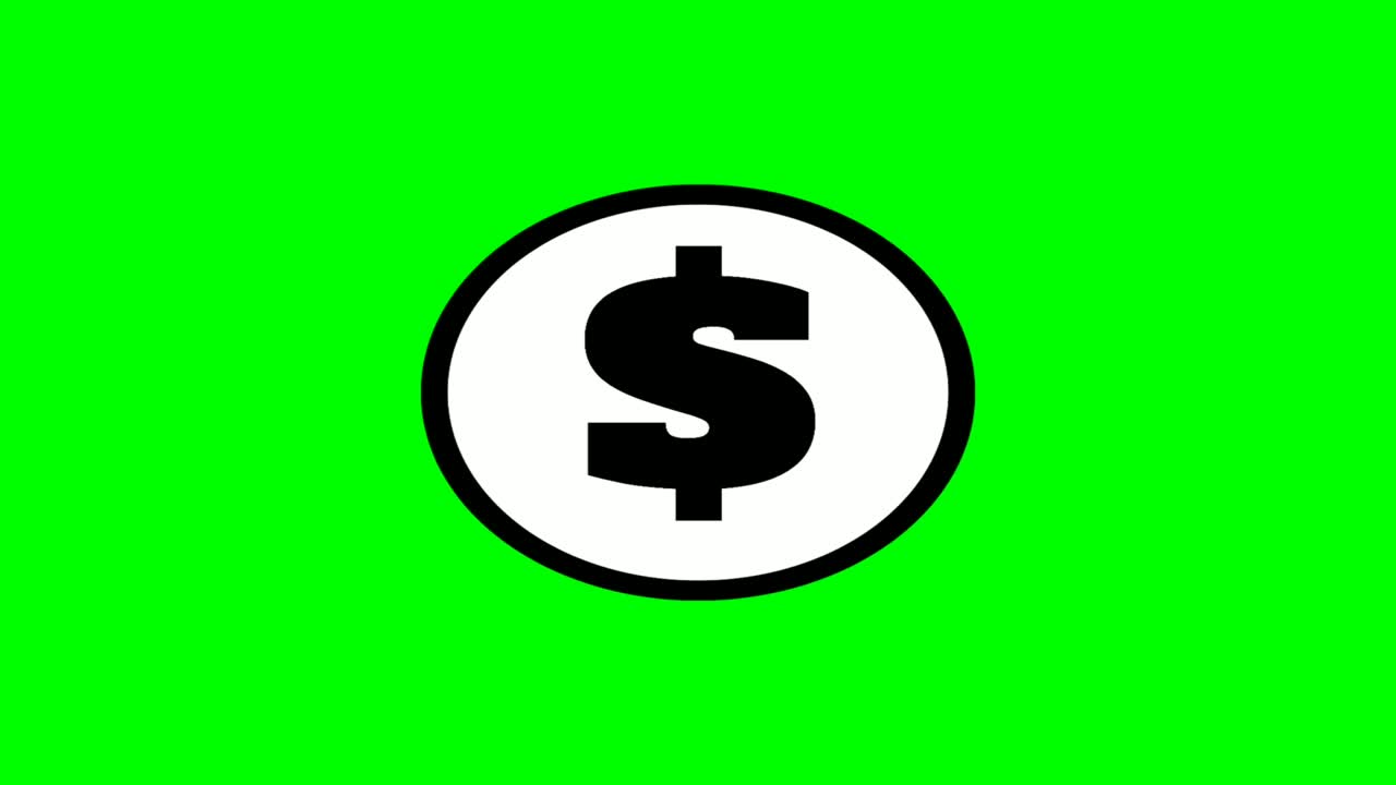 Flat cartoon dollar sign animation on green screen.4K for business ...