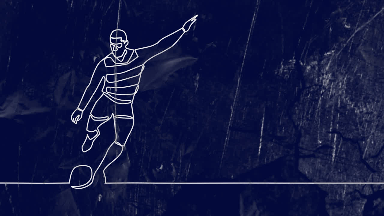 Premium stock video - Animation of drawing of male rugby player kicking ...
