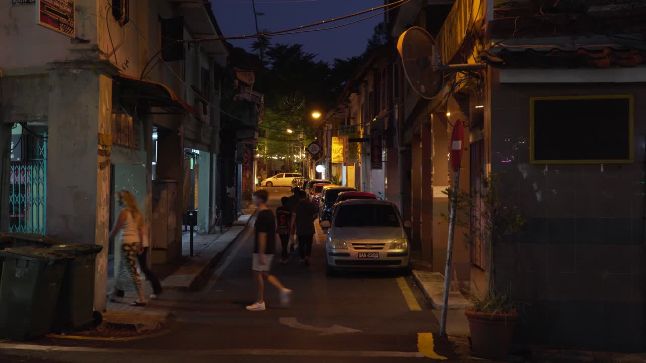 Kuching Old Street Beatiful View At Night | Premium Stock Video Footage