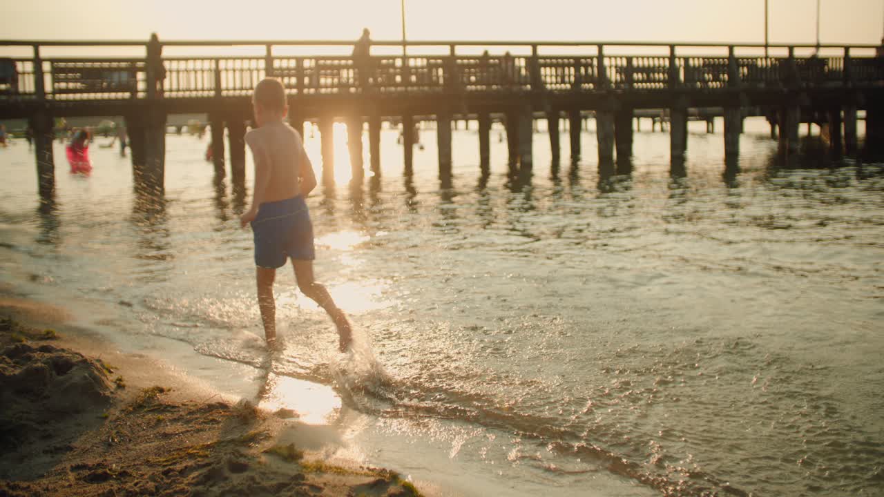Kid Running On The Beach Slow Motion Free Stock Video Footage Download ...
