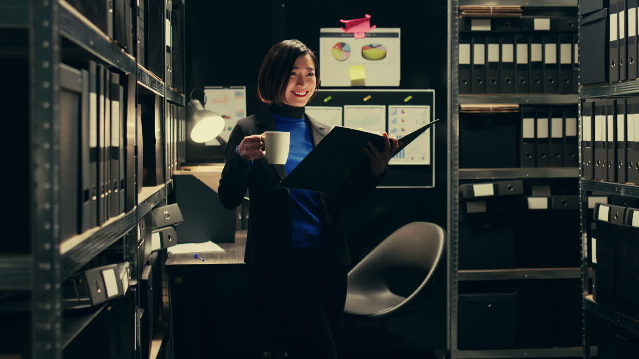 Portrait of investigator tracking financial transactions registered in ...