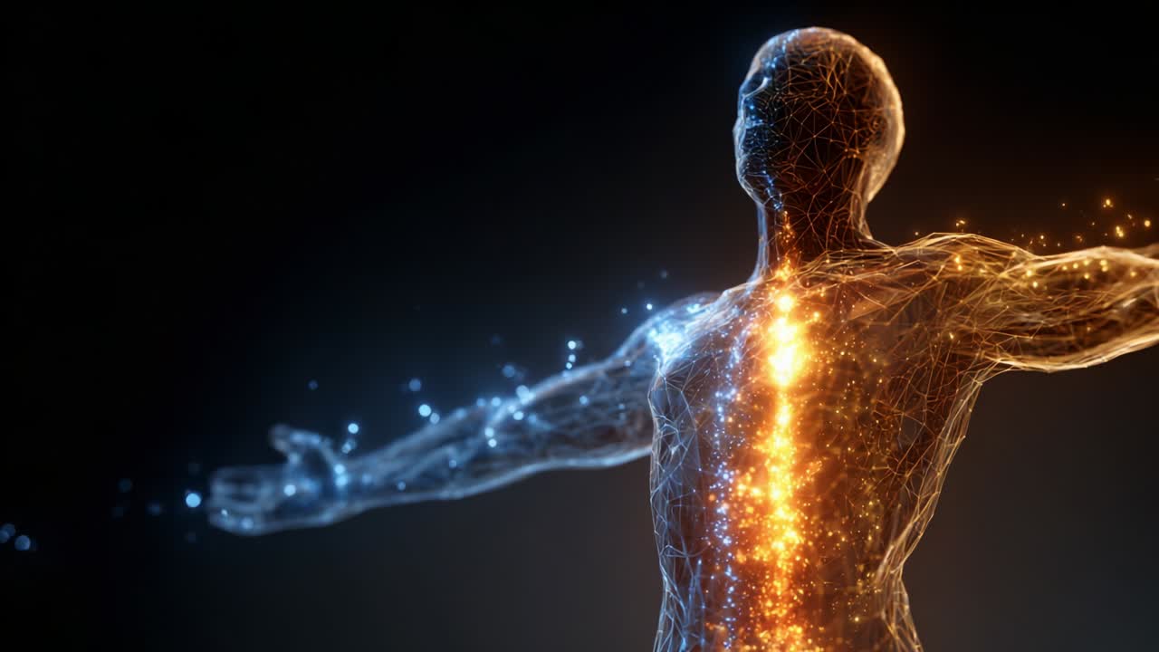 A mesmerizing visualization of a human figure represented in a blend of ...