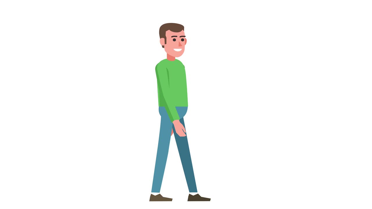 Cartoon Man Character Walking Cycle Loop Animation Isolated with Luma ...