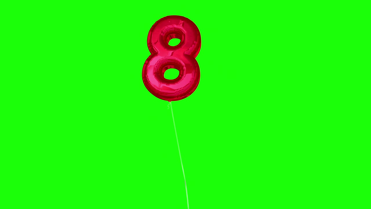 Premium stock video - Red eight balloon floating to the top against ...