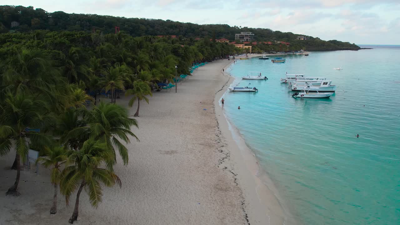 Cinematic Aerial View Of Caribbean Coast , Turquoise Water, Sandy Beach ...