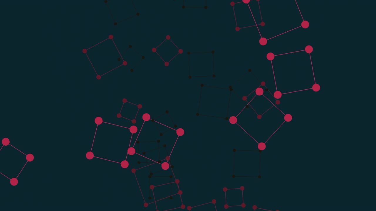 Visual depiction of a network with red dots symbolizing nodes connected ...