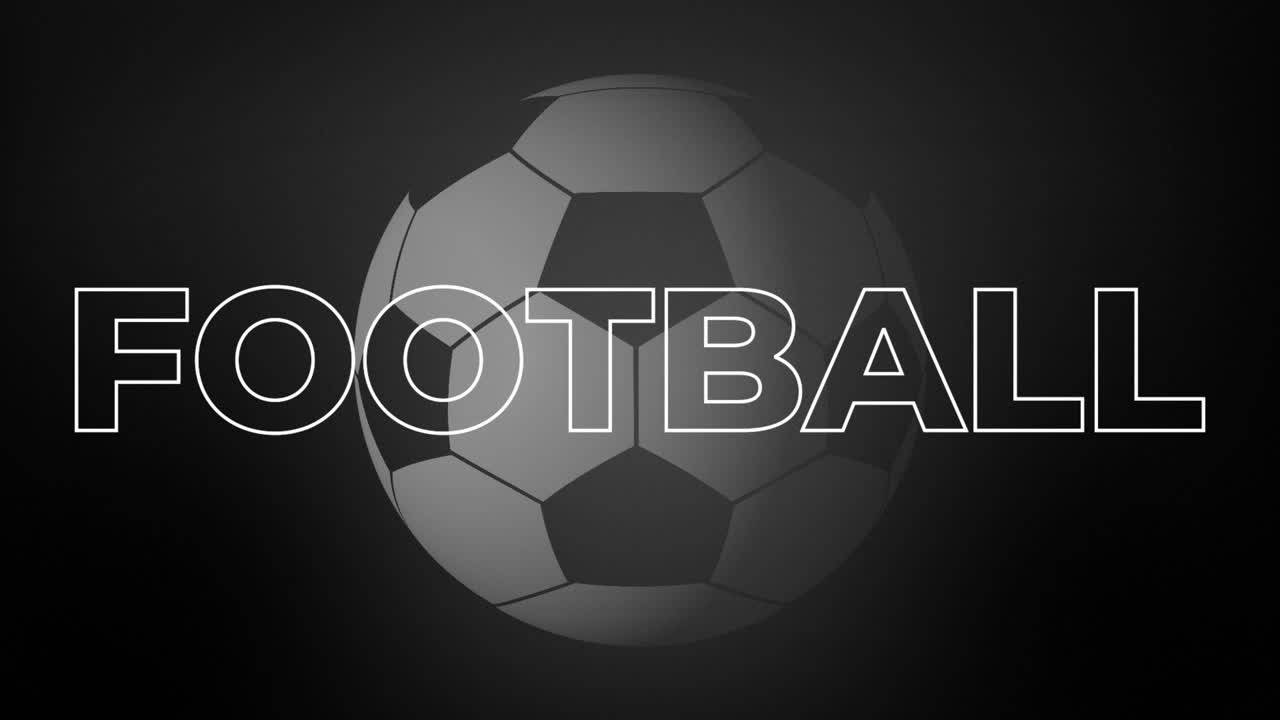 Football soccer ball spinning 3d animation outlined text letters ...