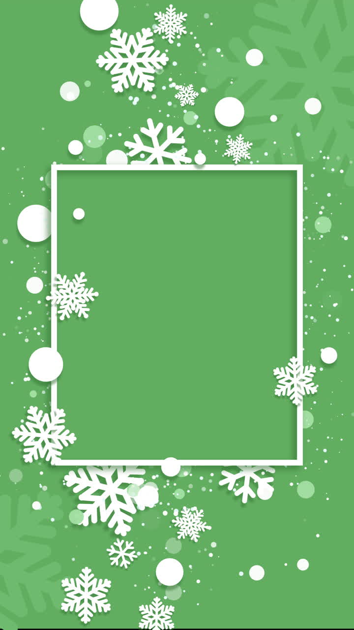 Merry Christmas animated square frame with decorated snowflake paper ...
